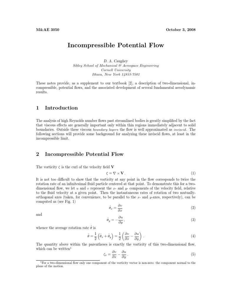 Potential Flow Theory | PDF | Fluid Dynamics | Vortices