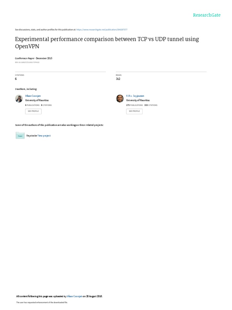 TCP Vs UDP Tunnel - TCP Meltdown | PDF | Transmission Control Protocol | Internet Protocol Suite