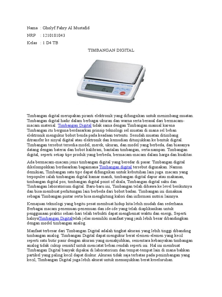 Pengertian Timbangan Digital | PDF