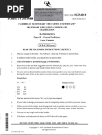 Csec May - June Maths 2024 Paper 1 | PDF