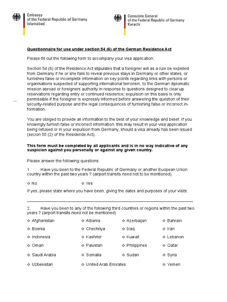 Security Questionnaire PDF | PDF | Travel Visa | International Relations