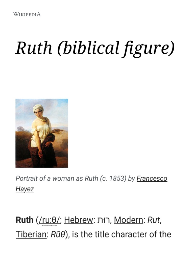Ruth (Biblical Figure) - Wikipedia PDF | PDF | Ruth (Biblical Figure) | Books Of The Hebrew Bible