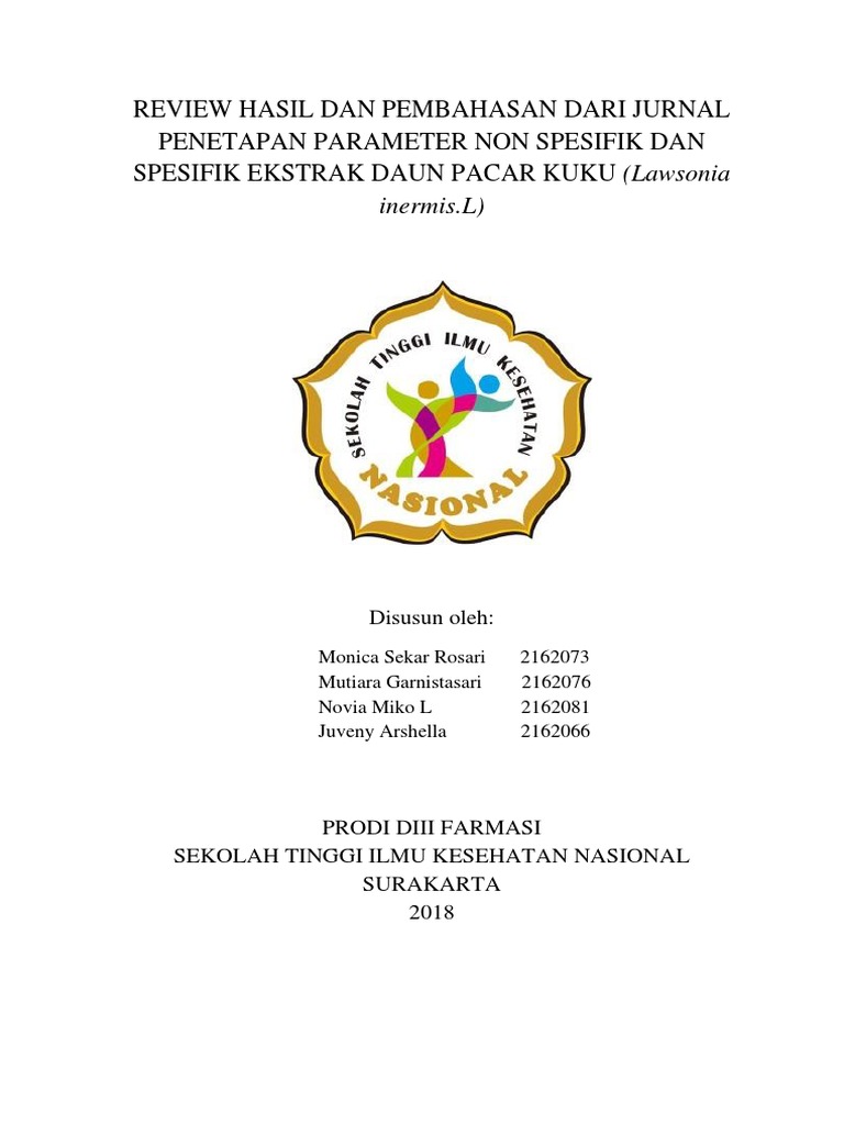 Review Hasil Dan Pembahasan Dari Jurnal Penetapan Parameter Non ...