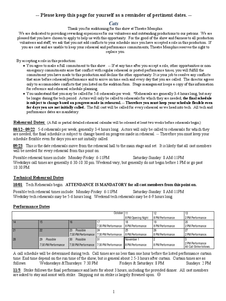 03 - Cats Audition Form | PDF | Audition | Workweek And Weekend
