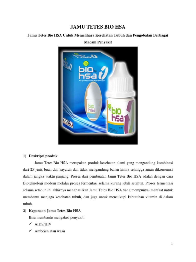 Jamu Tetes Bio Hsa | PDF