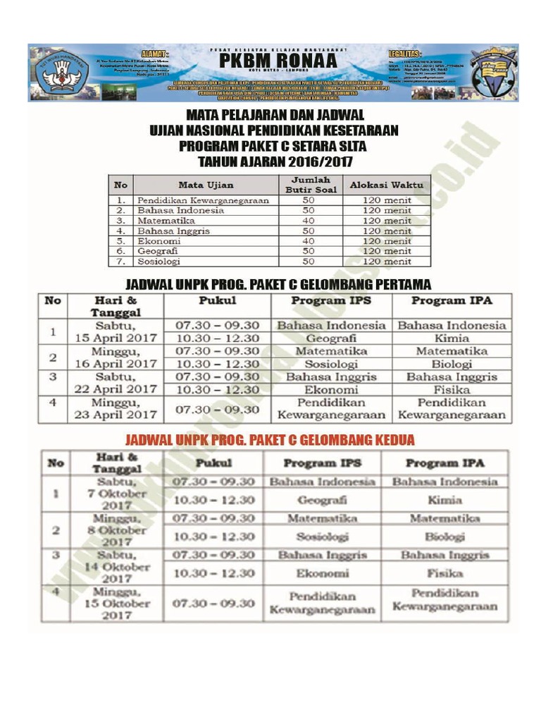 Jadwal Paket C | PDF