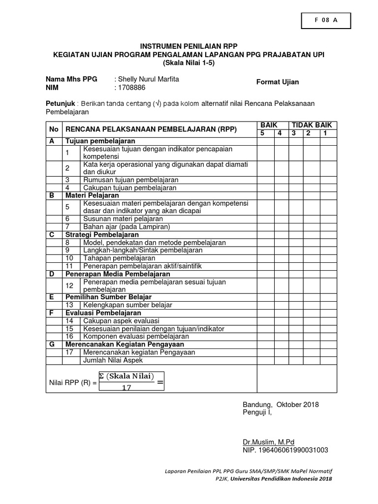 Instrumen Penilaian RPP | PDF