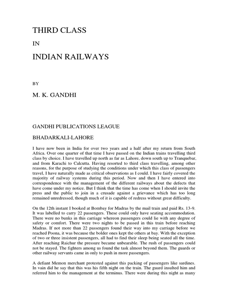 Third Class in Indian Railways | PDF | Jews | English Language
