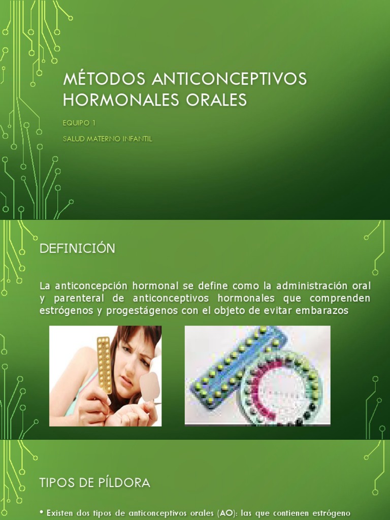 Métodos Anticonceptivos Hormonales Orales | PDF | Control de la ...
