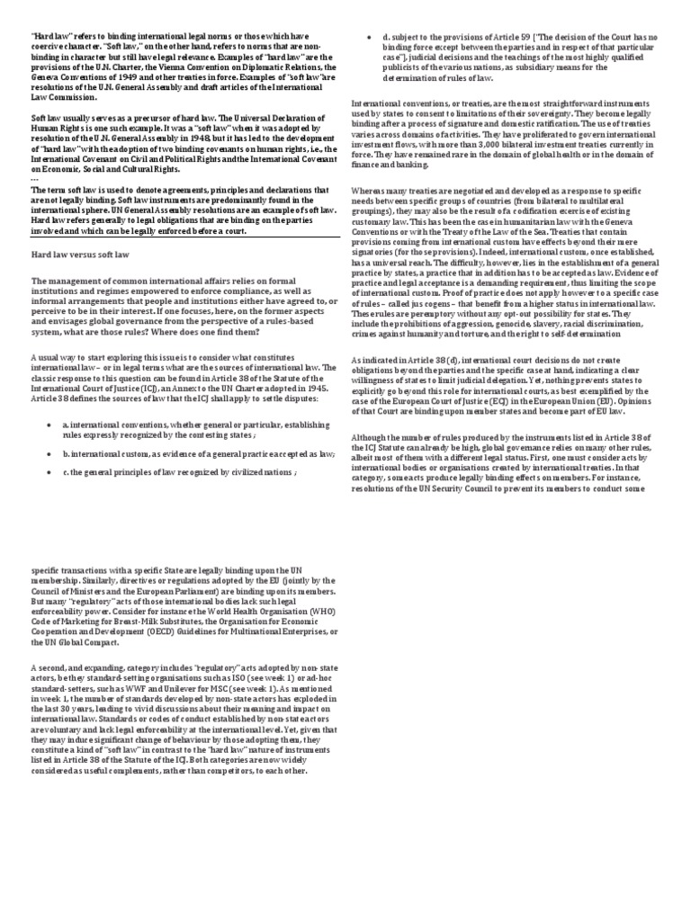 Hard Law Soft Law | PDF | International Law | Treaty