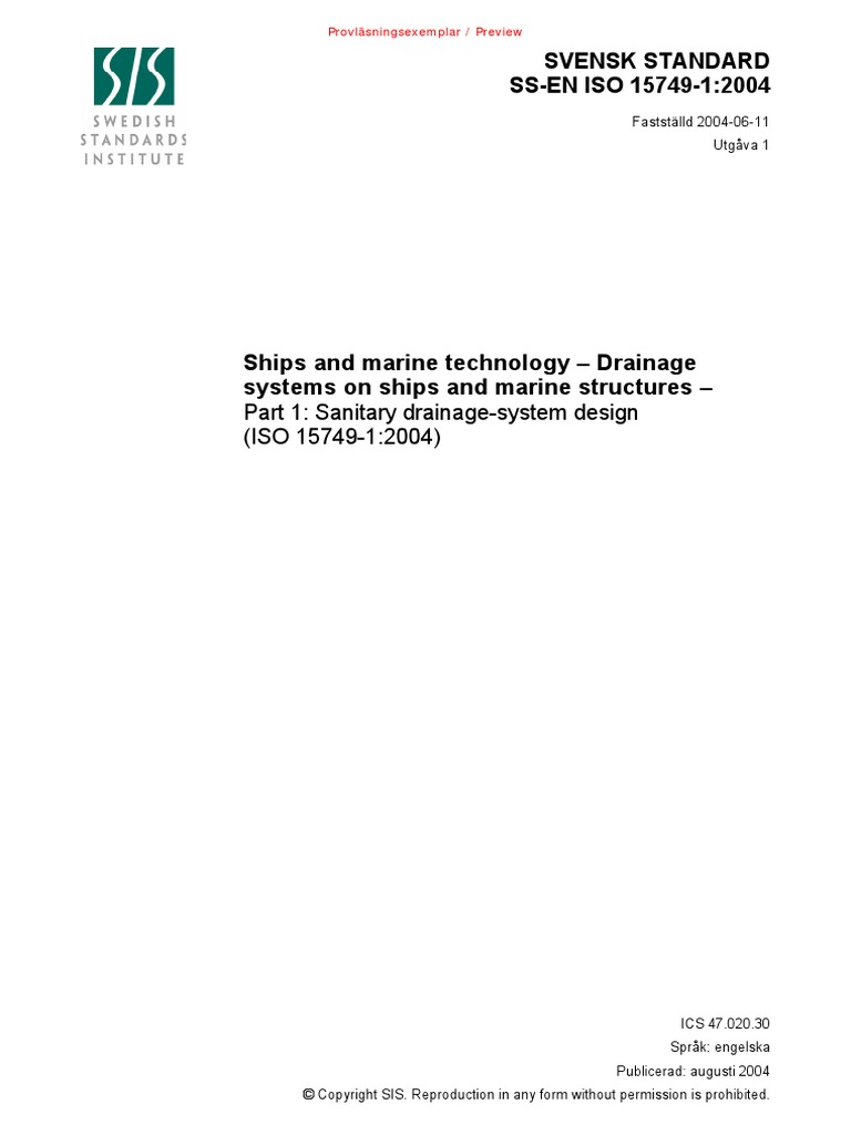 Iso 15749 2004 | PDF | Sewage Treatment | Sanitary Sewer