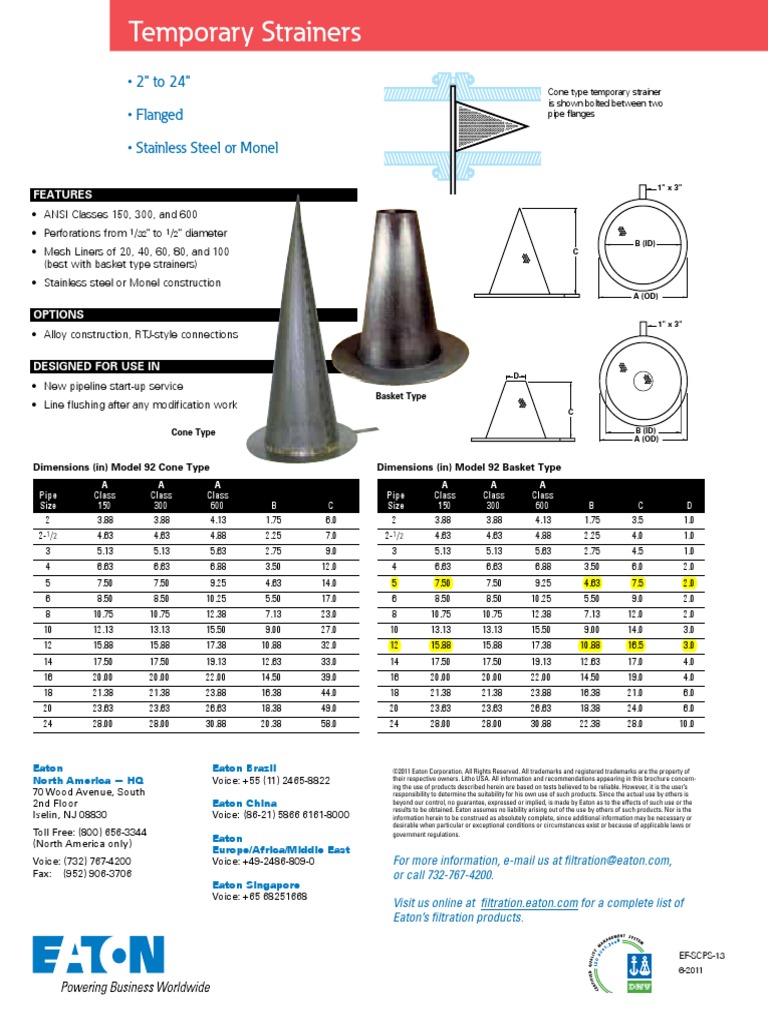 Eaton Temporary Strainers LUBRICARTE | PDF | Pipe (Fluid Conveyance) | Business