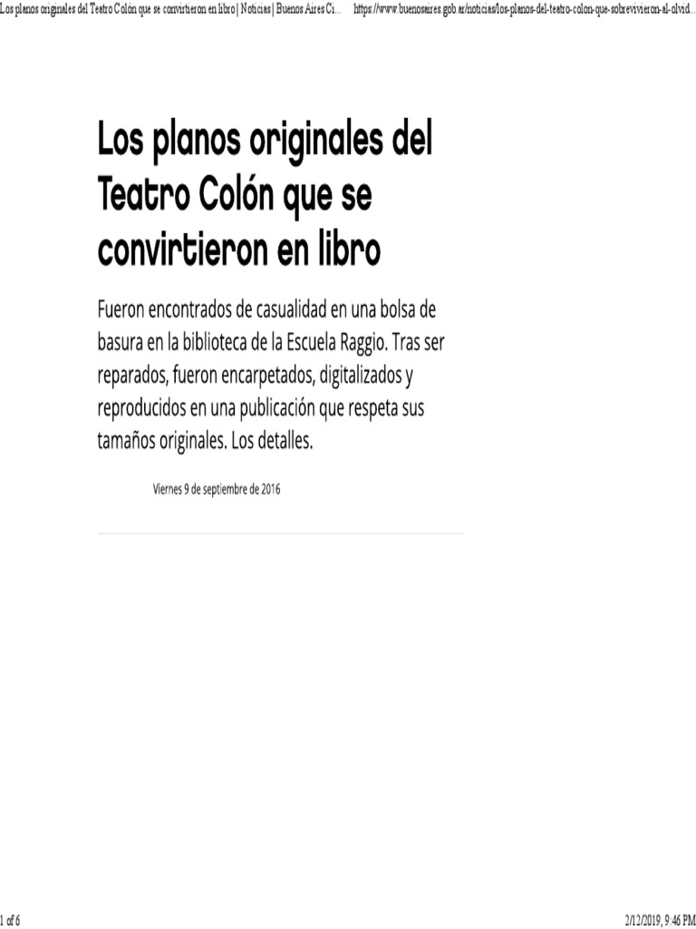 Los Planos Originales Del Teatro Colón Que Se Convirtieron en Libro ...
