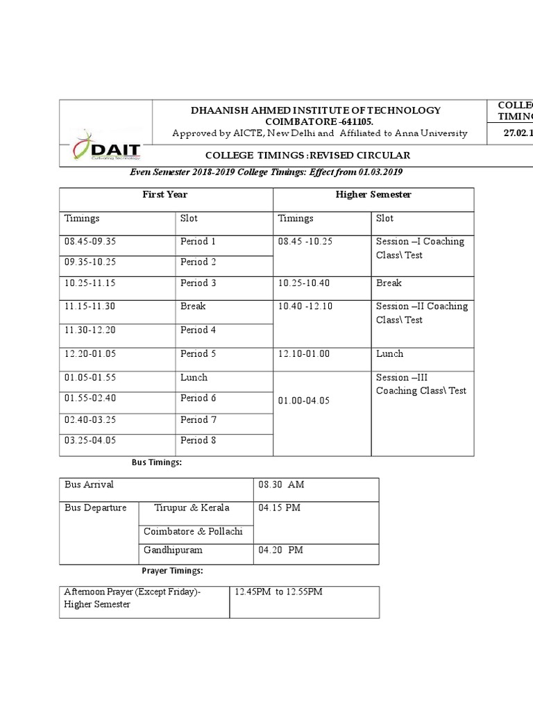 Important Dates | PDF
