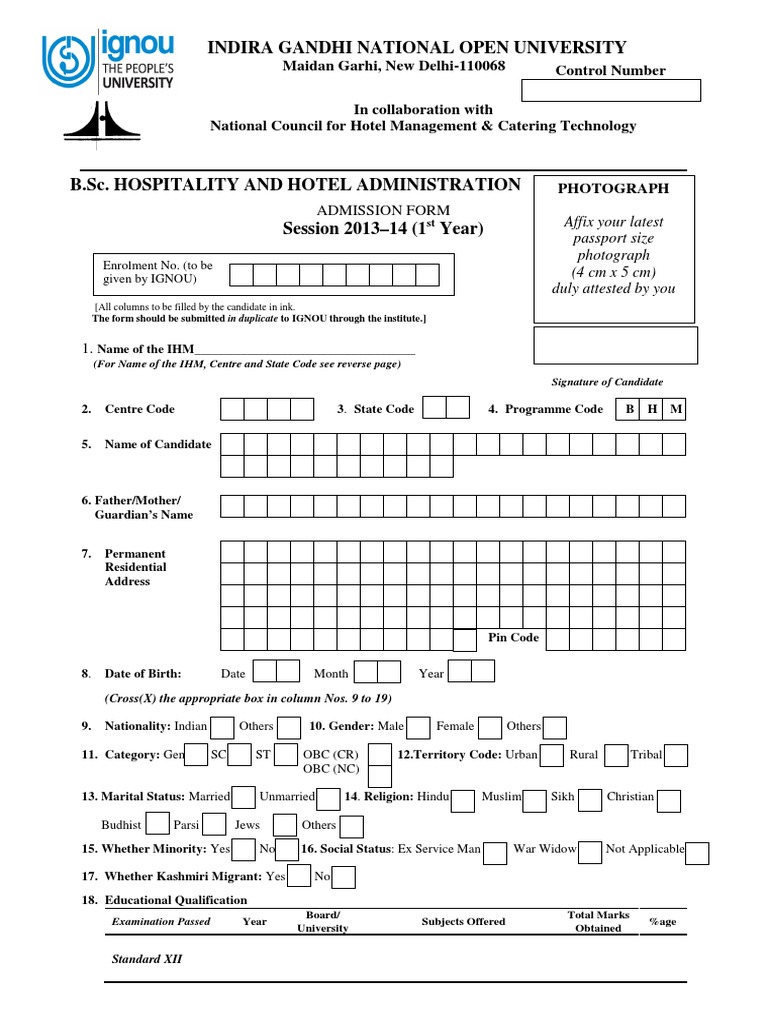 BHM Admission Form Print 01.07.2013 | PDF