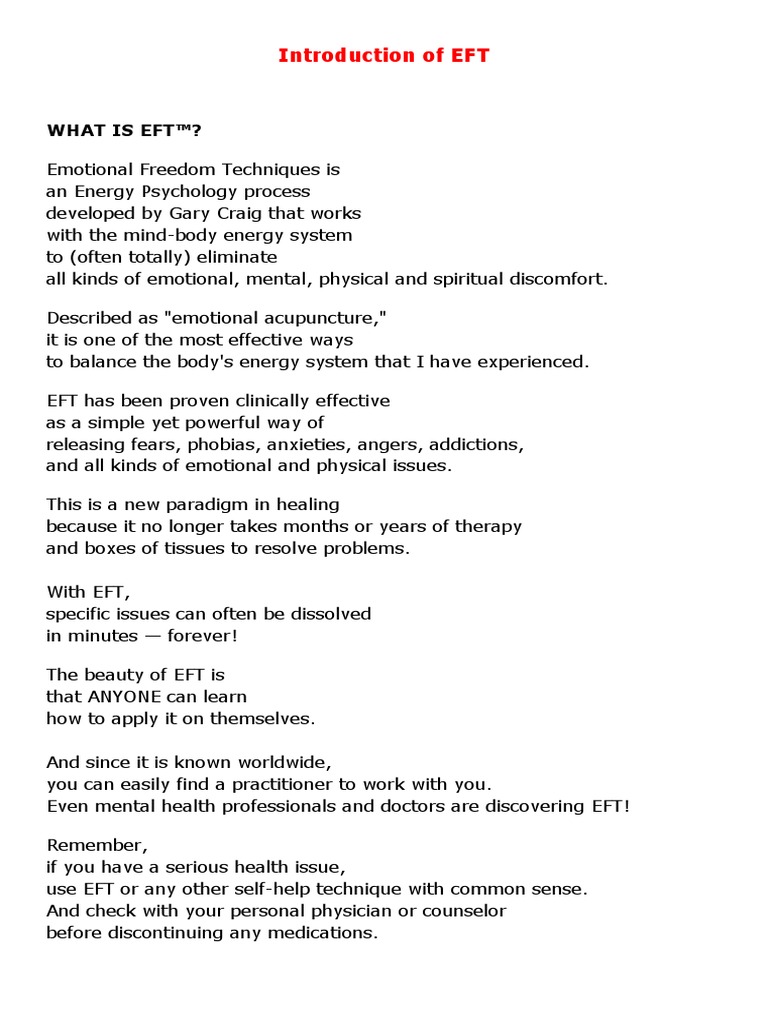 Introduction of EFT | PDF | Emotional Freedom Techniques | Neuroscience