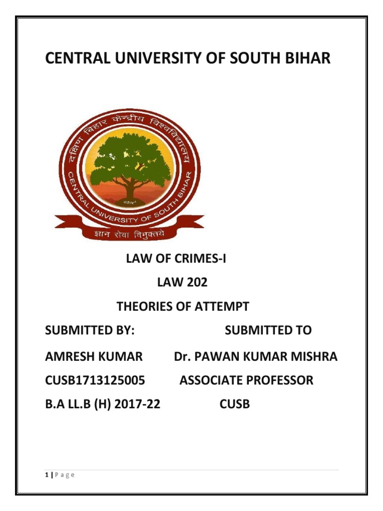 Central University of South Bihar | PDF | Crime & Violence | Crime Thriller