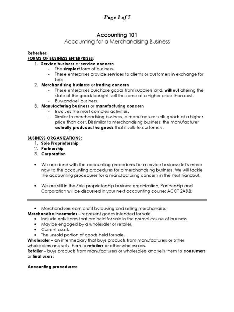 Accounting for Merchandising Businesses | PDF | Discounts And ...