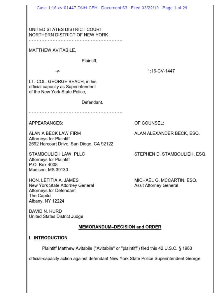 NY Stun Gun Decision | PDF | District Of Columbia V. Heller | Second ...