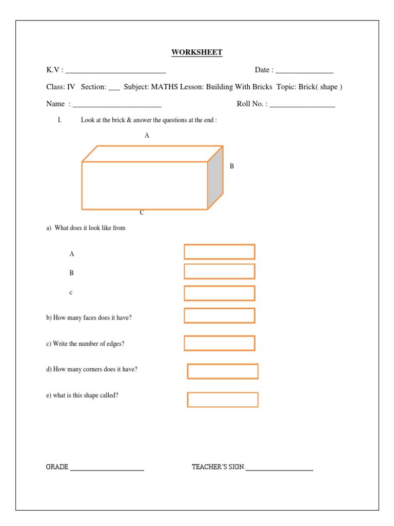 Worksheet For Class IV - Maths | PDF | Rupee | Teaching Mathematics