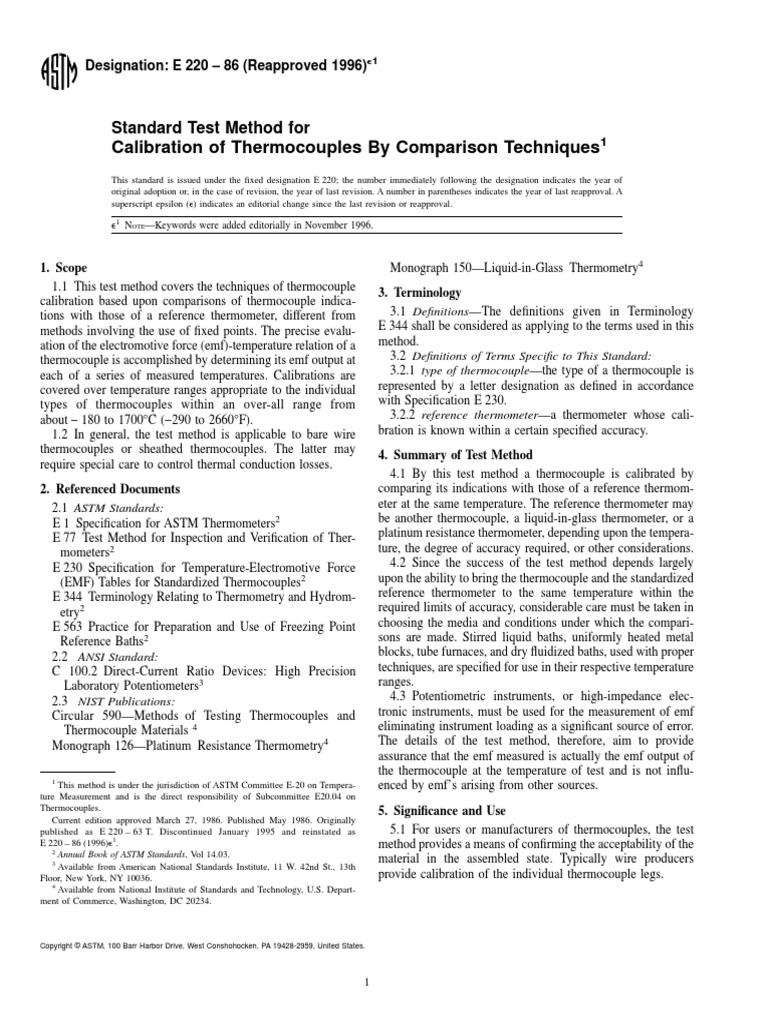 Astm E220 | PDF | Thermocouple | Thermometer