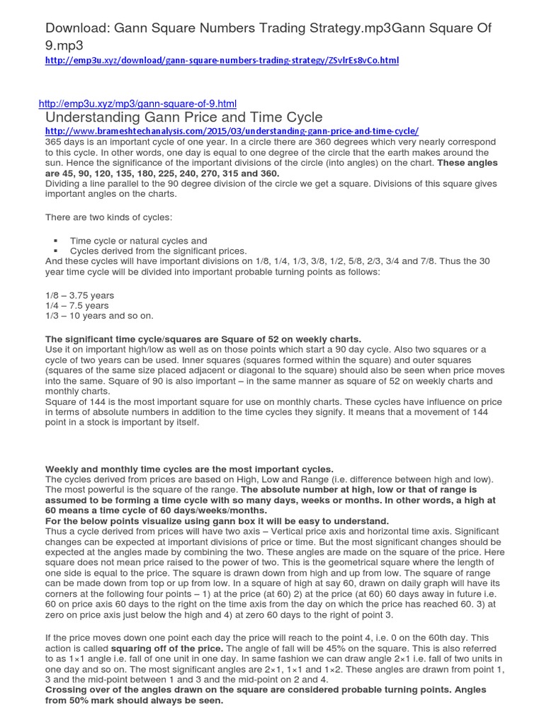 Understanding Gann Price and Time Cycle | Download Free PDF | Market ...