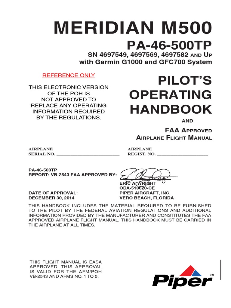 Piper PA-46 M500 Manual | PDF | Airspeed | Aviation