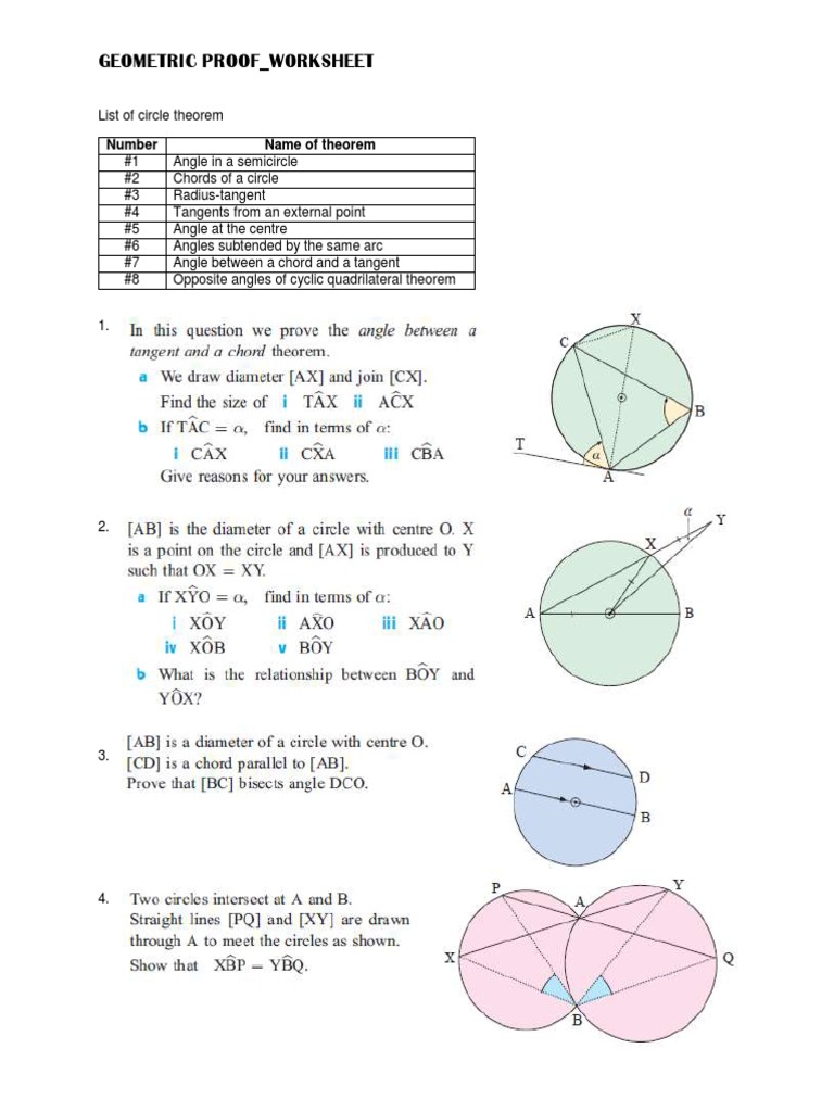 Circle Theorems Worksheet | PDF