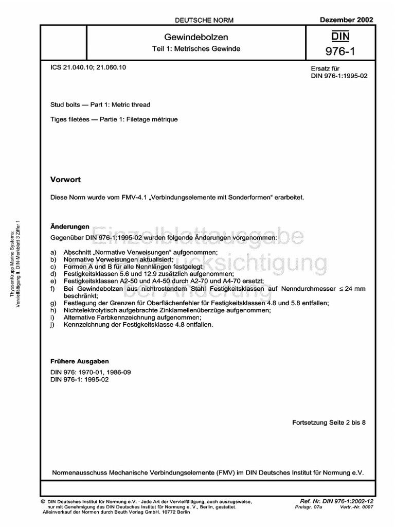 Din 976-1 (2002) | PDF