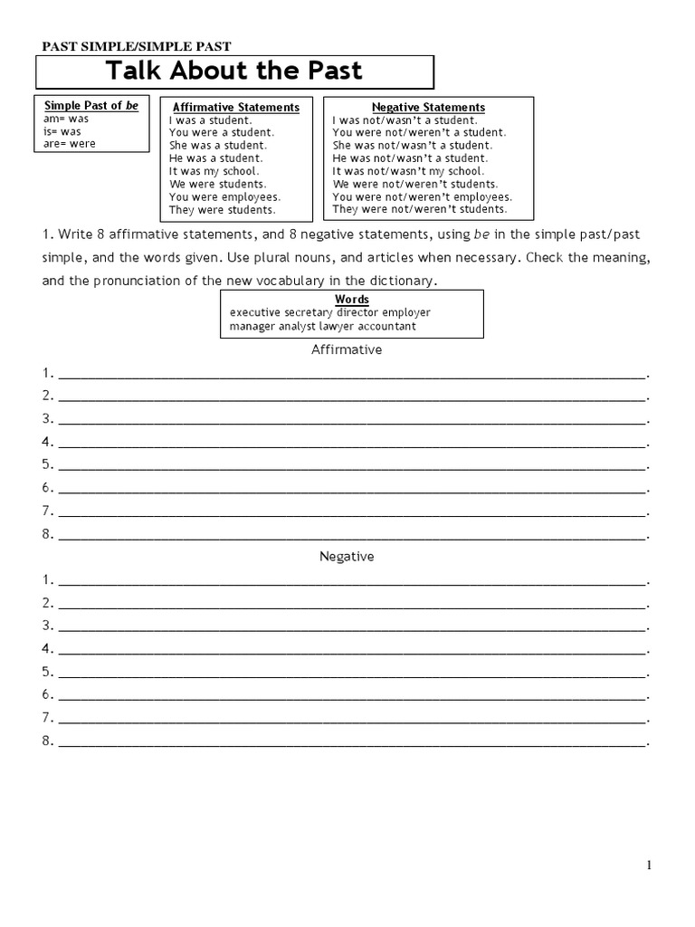 Talk About The Past: Past Simple/Simple Past | PDF | Vocabulary | Languages
