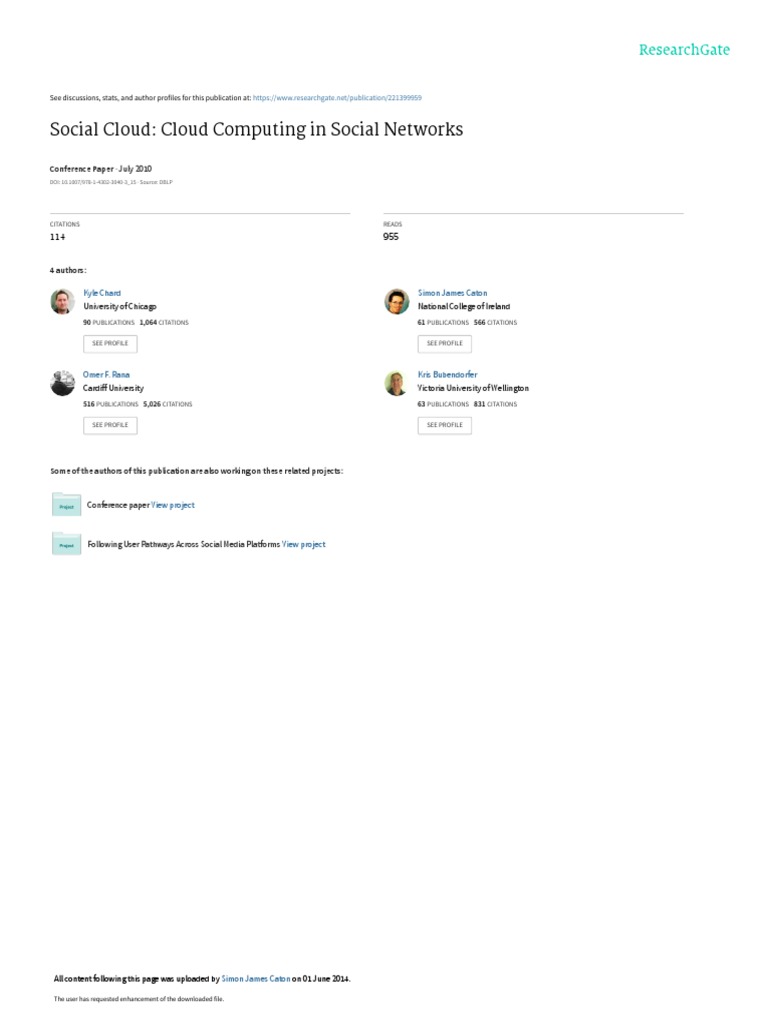 Social Cloud Cloud Computing in Social Networks | PDF | Cloud Computing ...