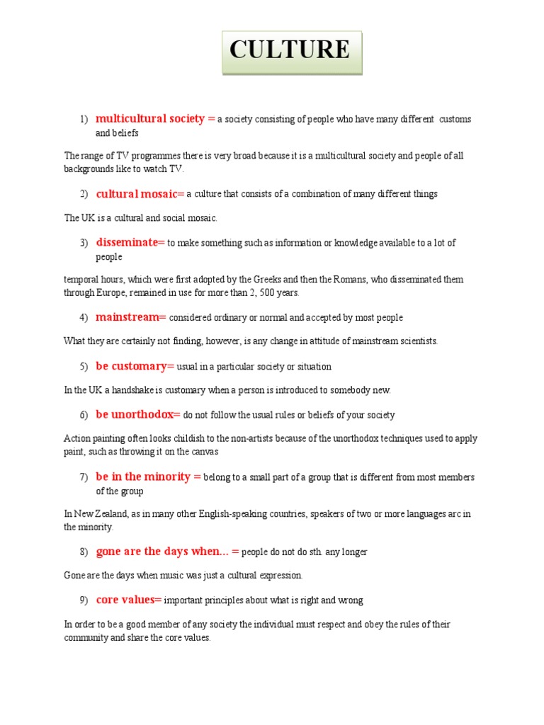 Culture Vocab PDF | PDF | Multilingualism | Cultural Heritage
