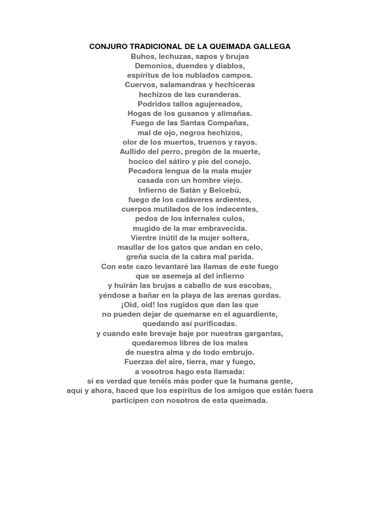 Conjuro Tradicional de La Queimada Gallega | PDF