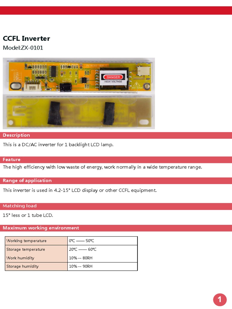 CCFL Inverter ZX | PDF | Backlight | Power Inverter