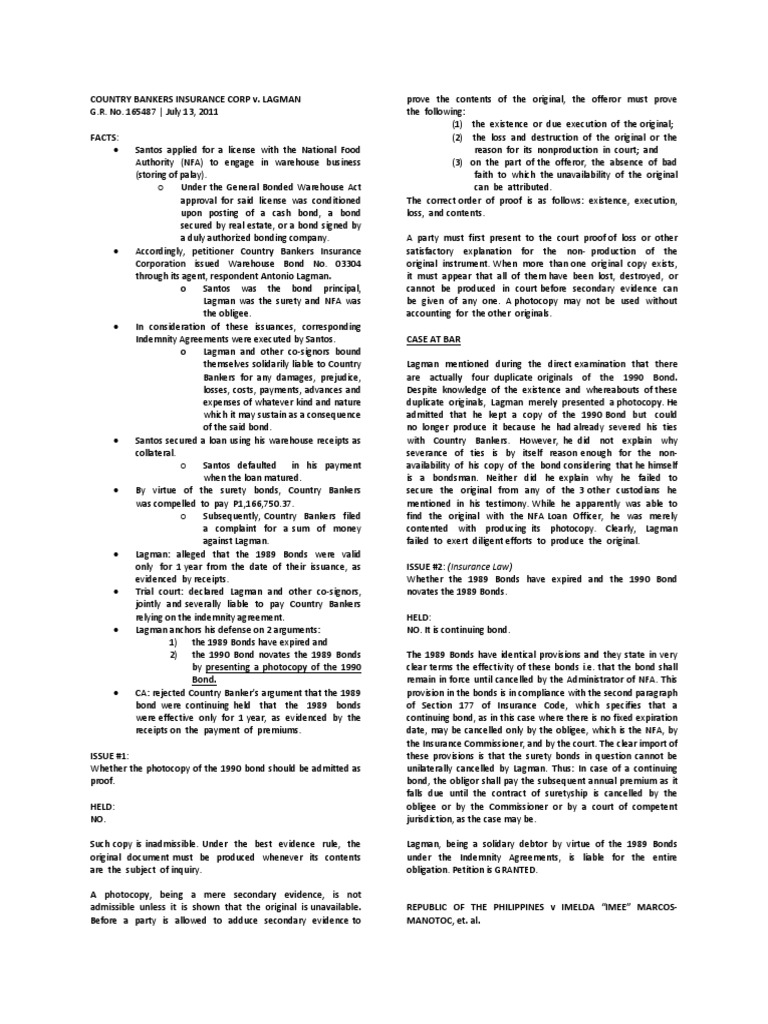 Best Evidence Rule | PDF | Surety Bond | Evidence