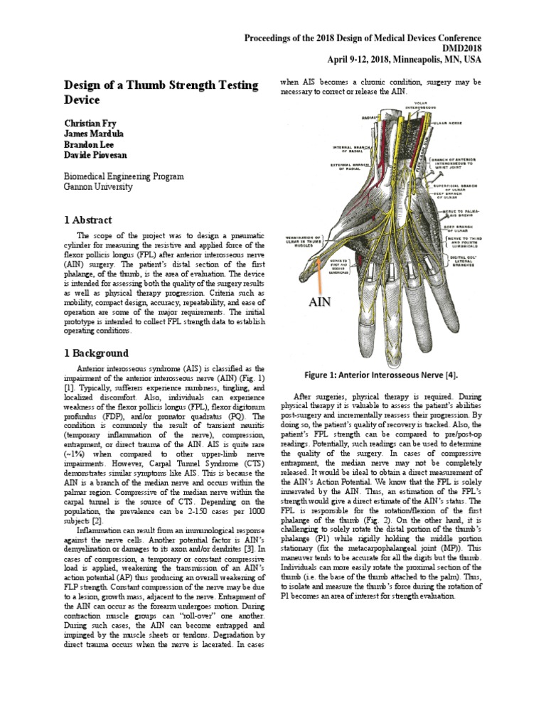 Design of A Thumb Strength Testing Device: 1 Abstract | PDF | Nature