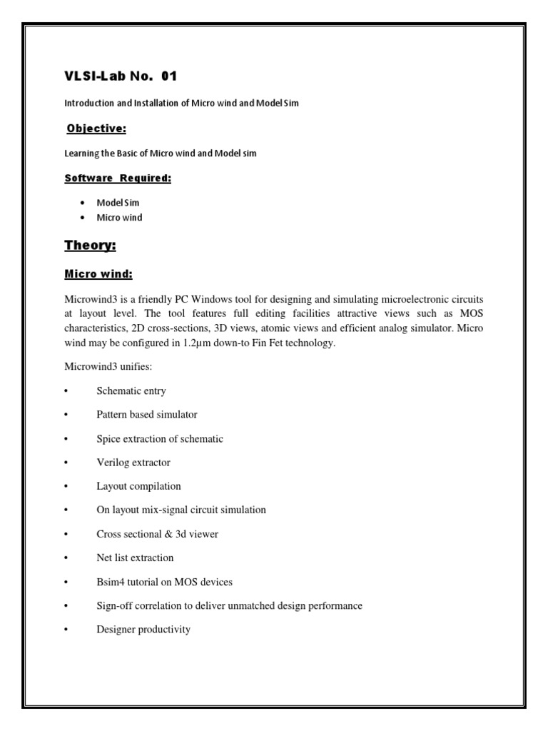 VLSI-Lab No. 01: Objective | Download Free PDF | Hardware Description Language | Areas Of ...