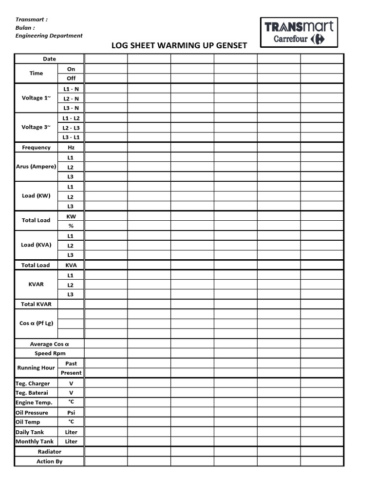 Log Sheet Warming Up Genset-1 | PDF | Computers