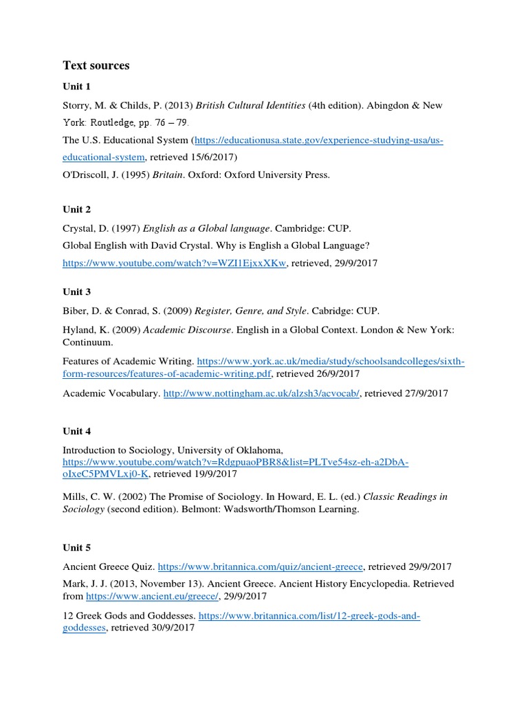 Text Sources: Unit 1 | PDF | Oxford University Press | Communication