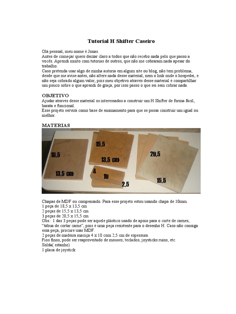 Tutorial de H Shifter Caseiro | PDF | Parafuso | Natureza