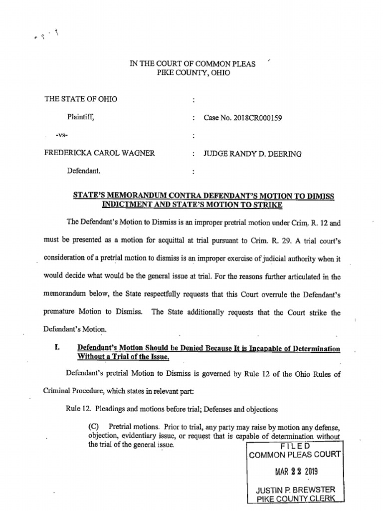 Fredericka Wagner Motion To Dismiss Indictment | PDF