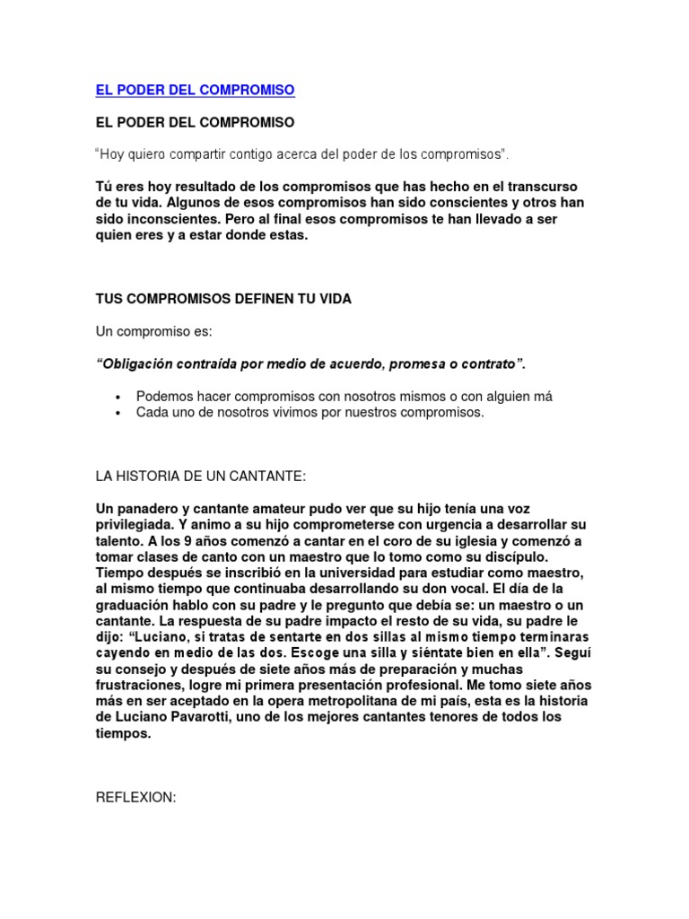 El Poder Del Compromiso | PDF | Jesús | Dios