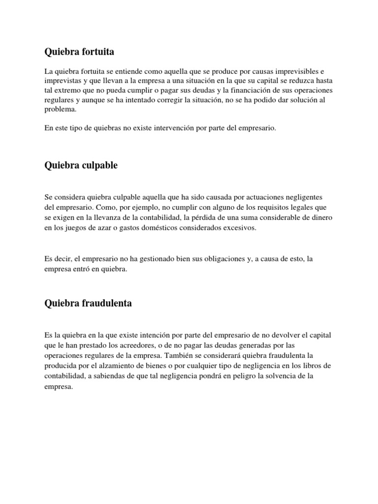 Tipos de Quiebra Empresarial | PDF