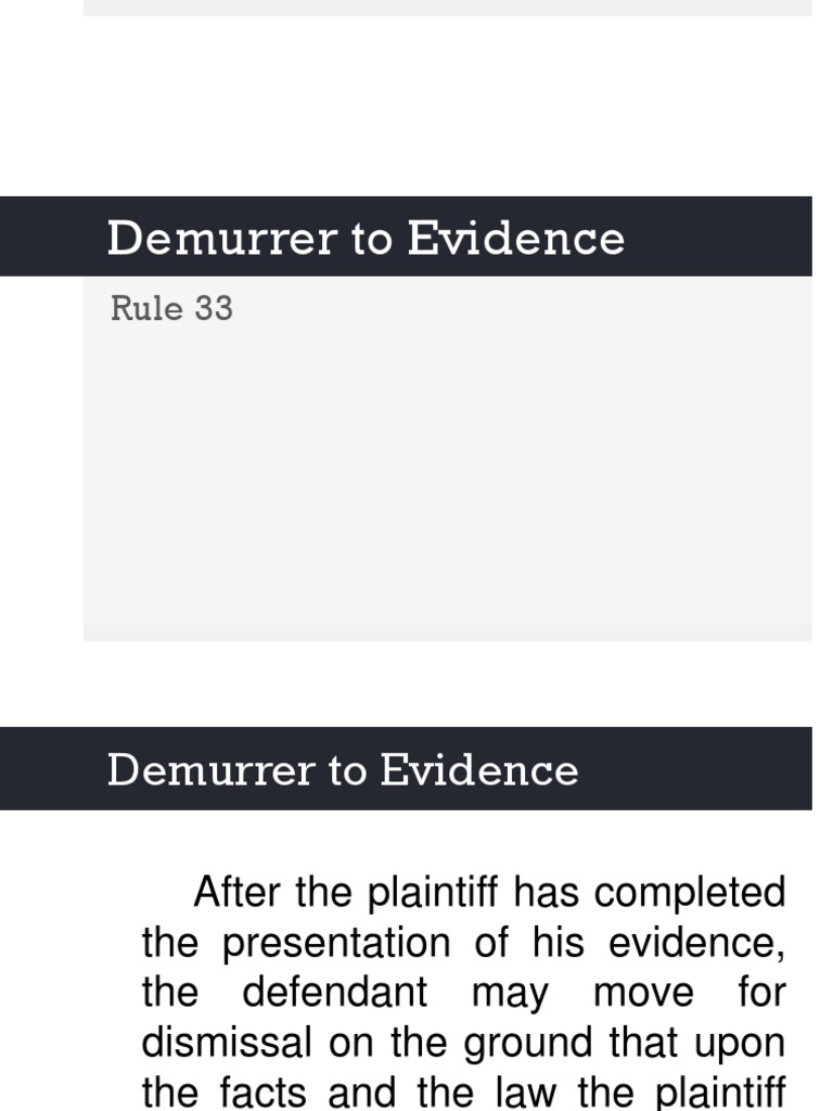 Demurrer To Evidence: Rule 33 | PDF | Demurrer | Summary Judgment