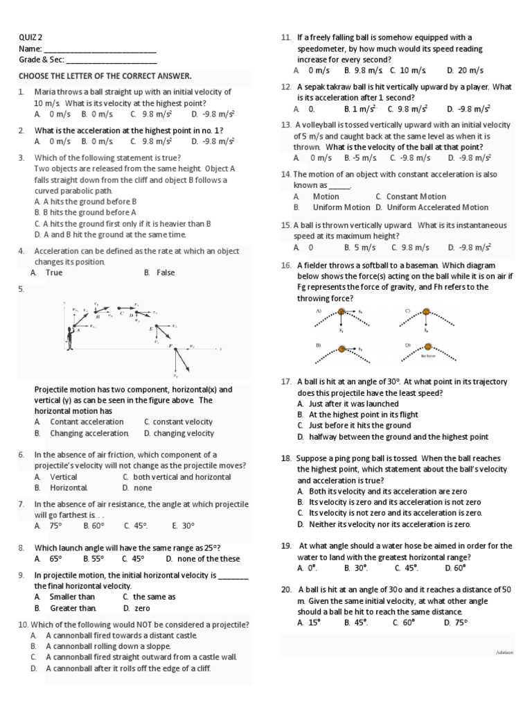 Unit 4 Quiz2 | PDF | Dynamics (Mechanics) | Applied And ...