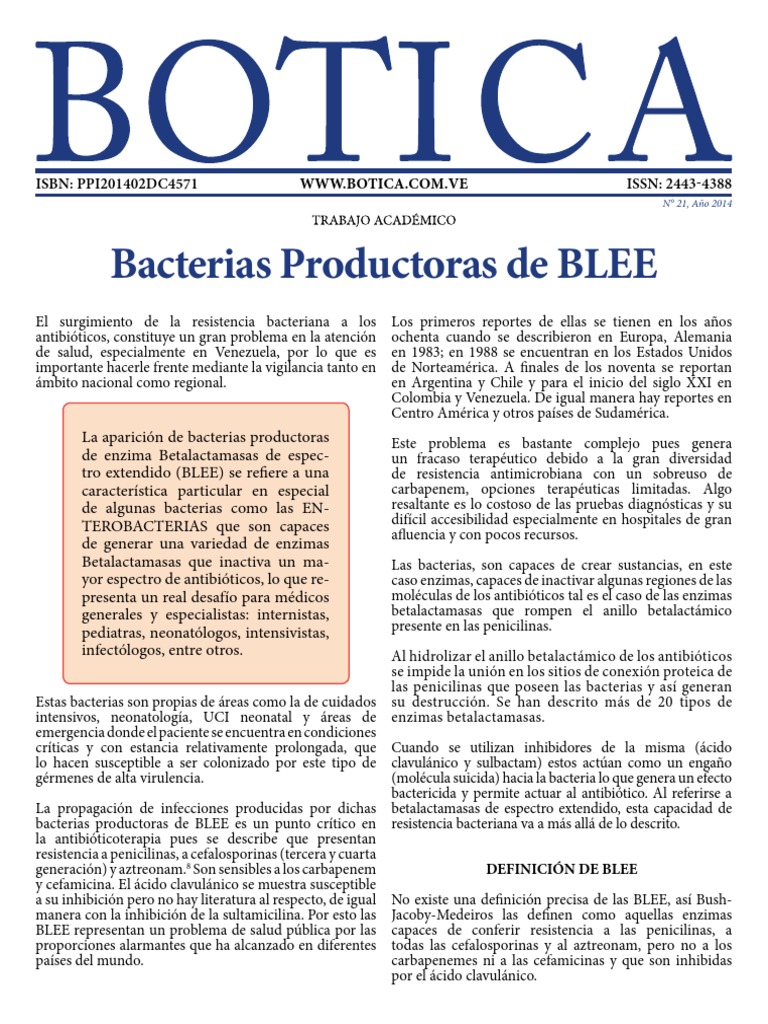 Bacterias Productoras de BLEE | PDF | Penicilina | Escherichia coli