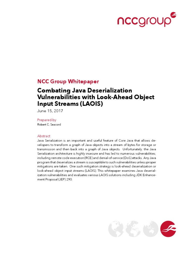 Combating Java Deserialization Vulnerabilities With Look Ahead Object Input Streams Laois
