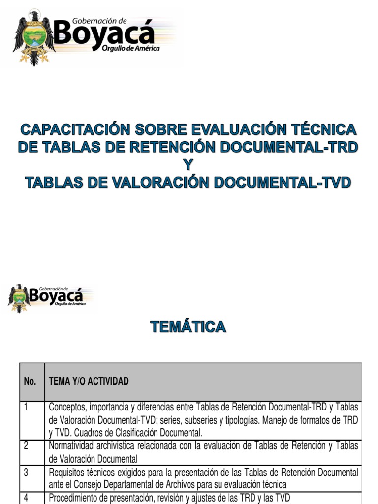 Presentacion TRD Y TVD PDF | PDF | Institución | Archivo de computadora