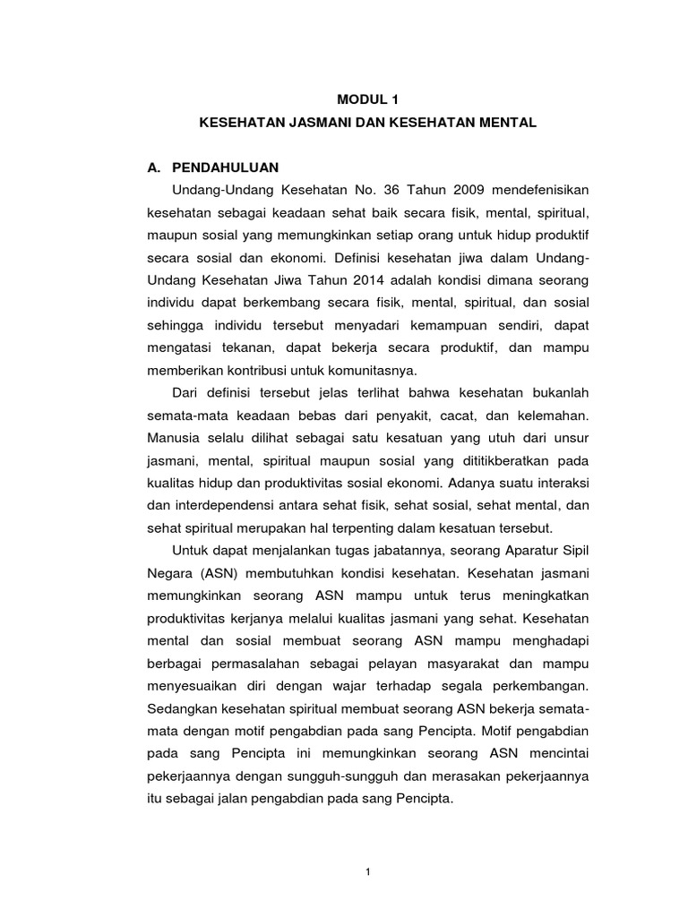 Modul Kesehatan Jasmani&Mental | PDF | Kesehatan Holistik