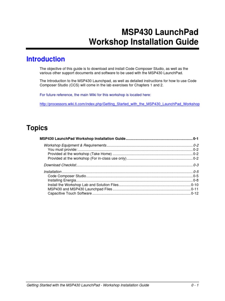MSP430 Workshop Installation Guide v2.22 PDF | PDF | Zip (File Format) | Computer File